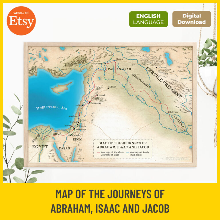 Map of the Journeys of Abraham, Isaac & Jacob: A Biblical Exploration ...