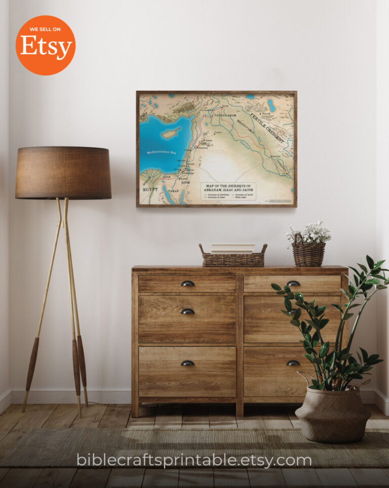 Map of the Journeys of Abraham, Isaac & Jacob: A Biblical Exploration - Download Bible Maps